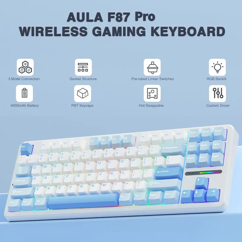 상위랭킹인 이유는 Aula F87Pro 무선 기계식 키보드 관심이 뜨겁습니다